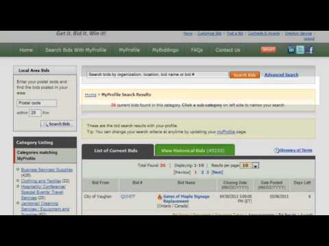 Biddingo.com - How to search for Open Bids