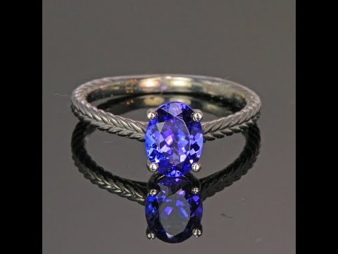 14K White Gold Oval Tanzanite Ring 1.32 Carats
