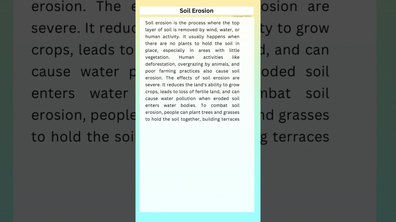 Short paragraph on Soil Erosion
