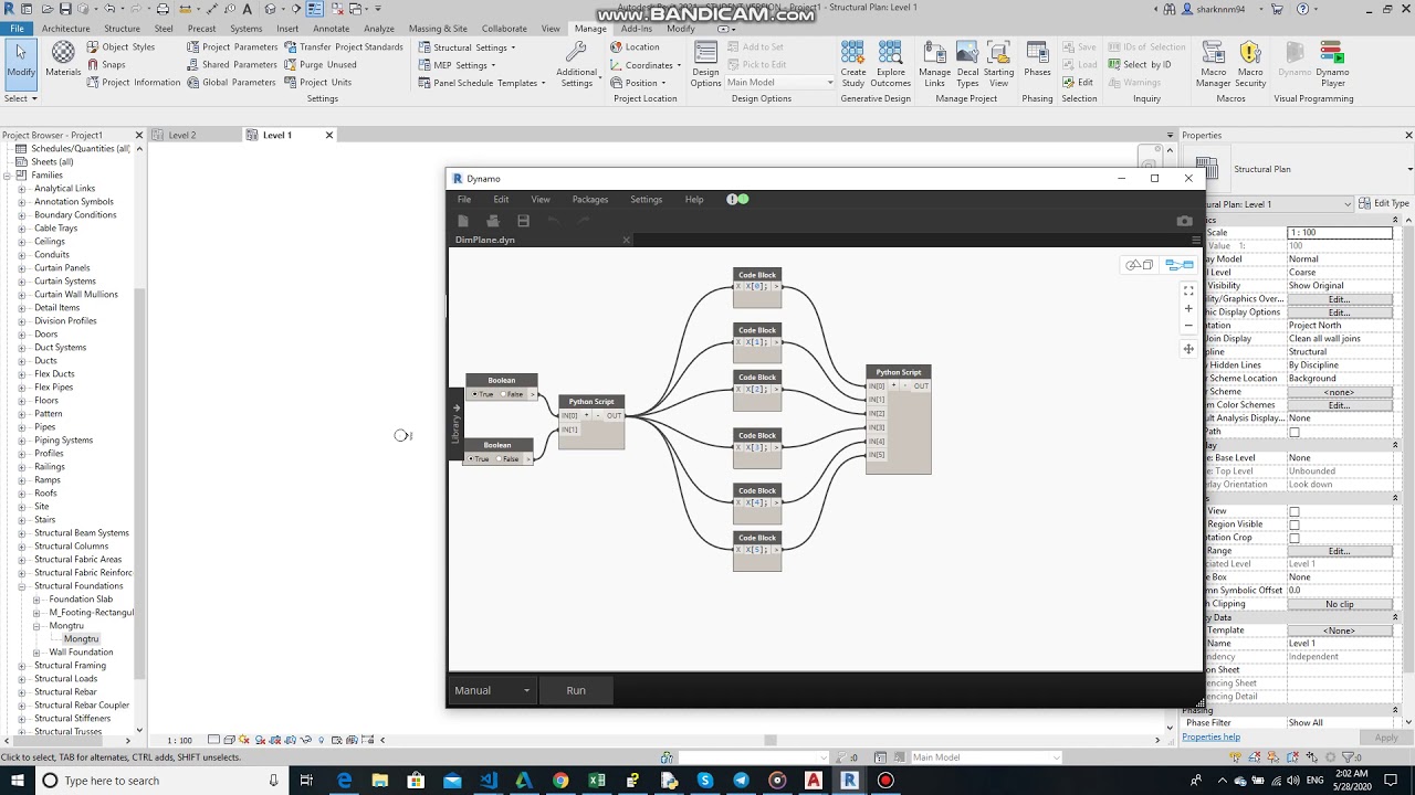 Python +  Dynamo for Auto dimension Structural Plan