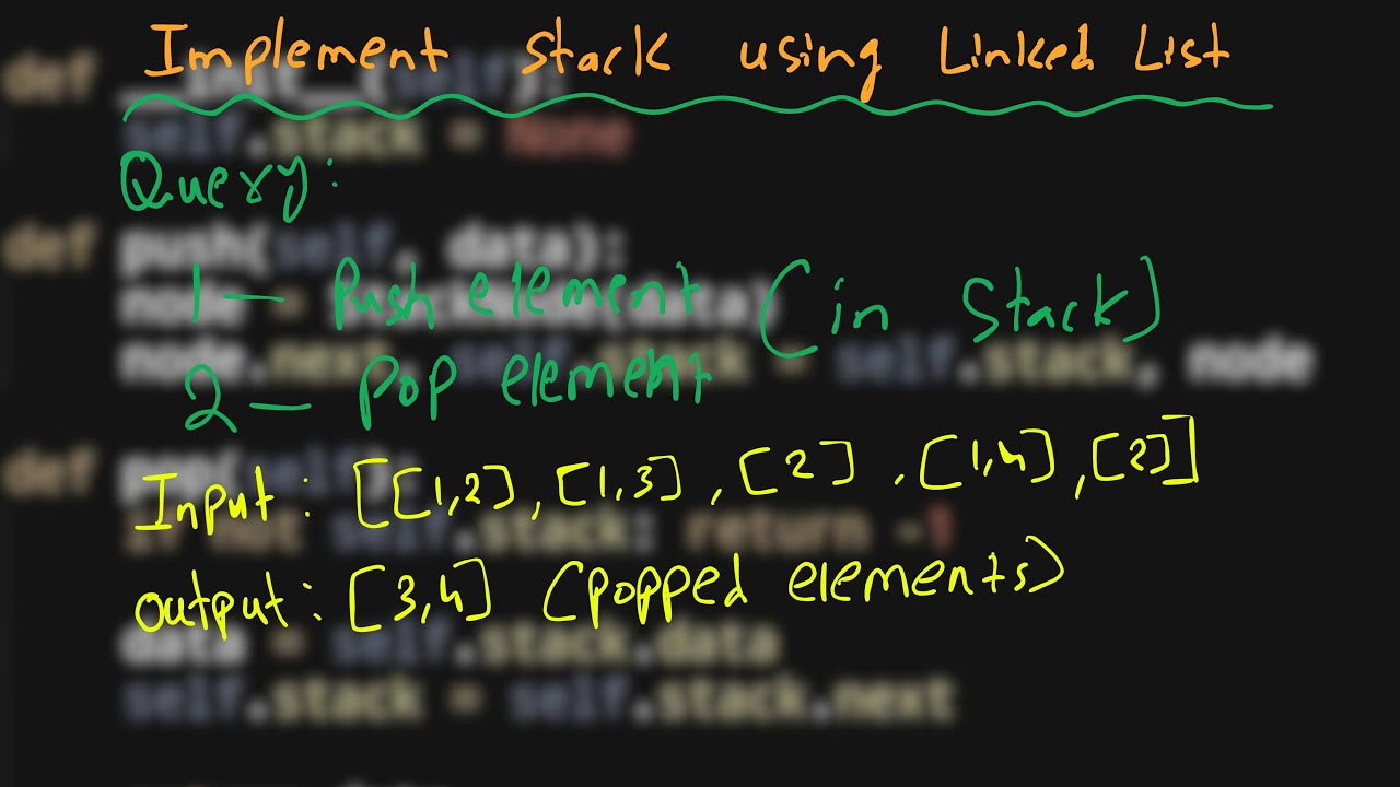 16.Implement stack using linked lists  | Linked List | Python | GFG | Must Do Coding Questions