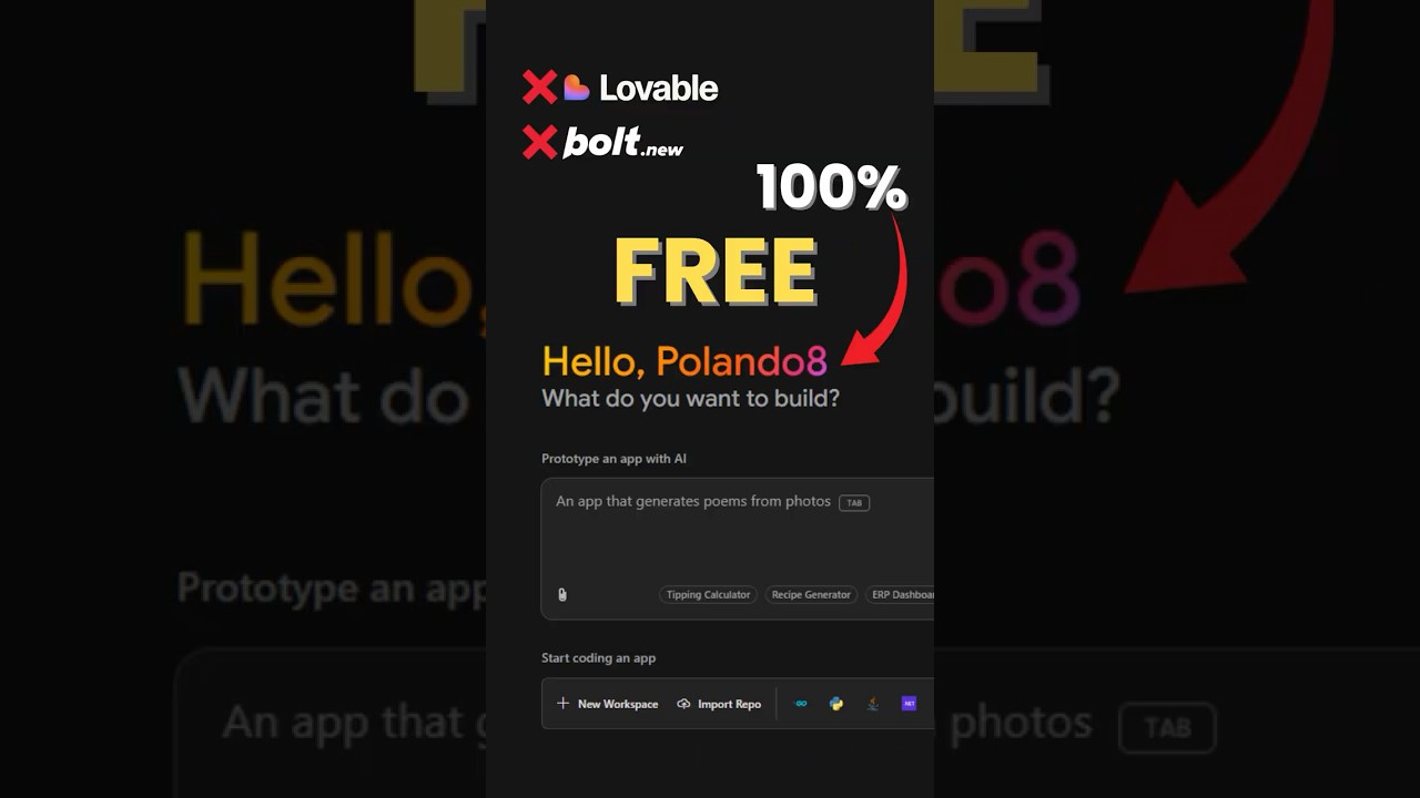 Bolt.new & Lovable ai Alternative FREE 100%