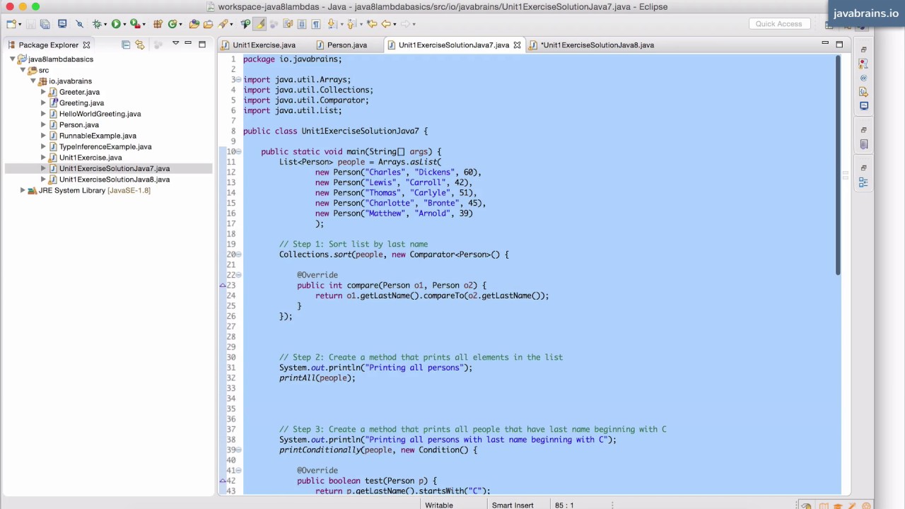 Java 8 Lambda Basics 14 - Lambda Exercise Solution