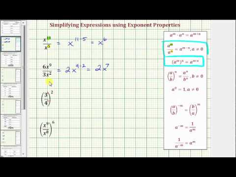 Ex 1: Simplify Expressions using Exponent Properties (Quotient / Power ...