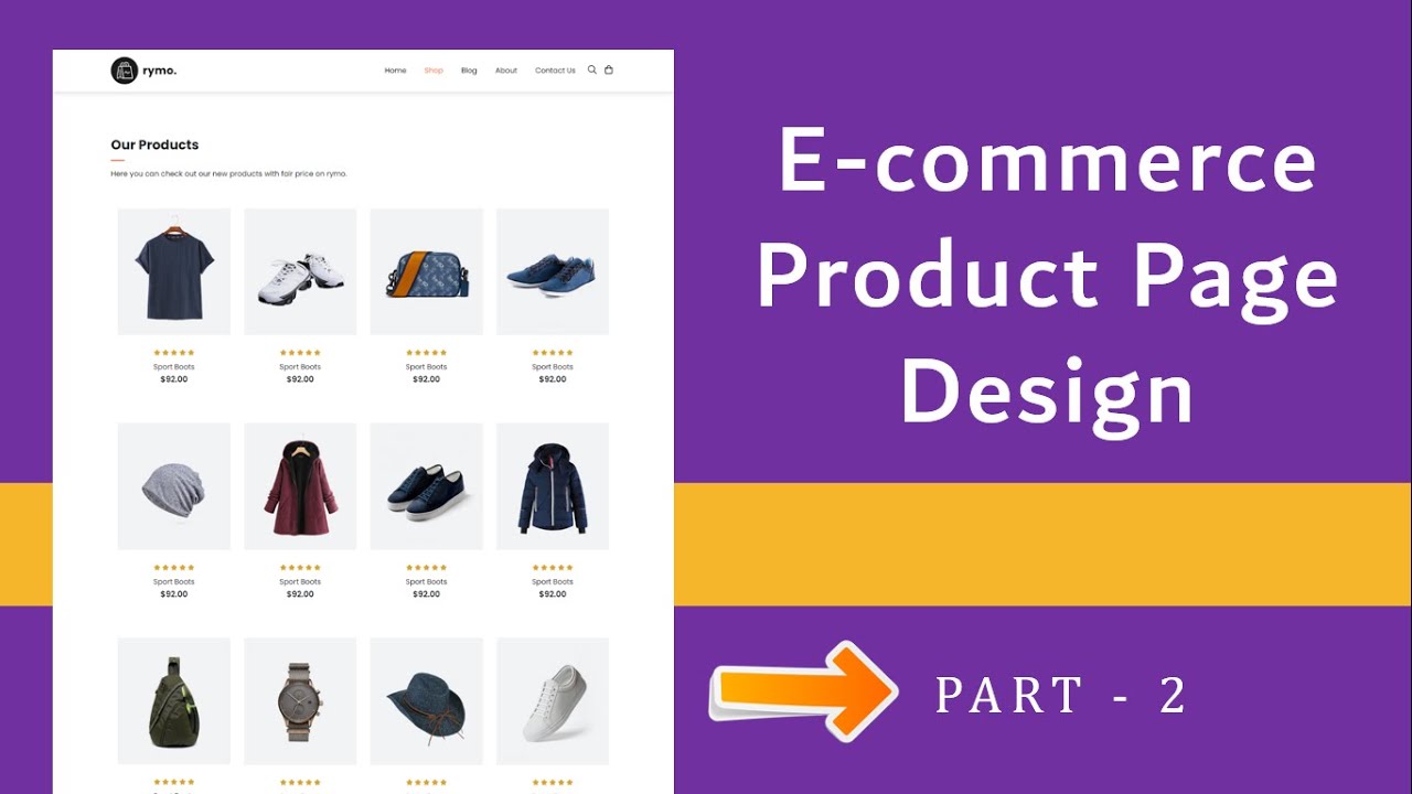 Ecommerce Shop Page Design HTML and CSS step by step | Ecommerce website HTML CSS