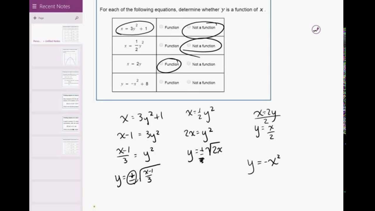 07 04 Determining whether an equation defines a function: Basic