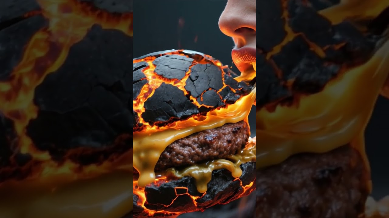 lava fire 🔥 burger 🍔😍 #burningfireplace #relax #asmr