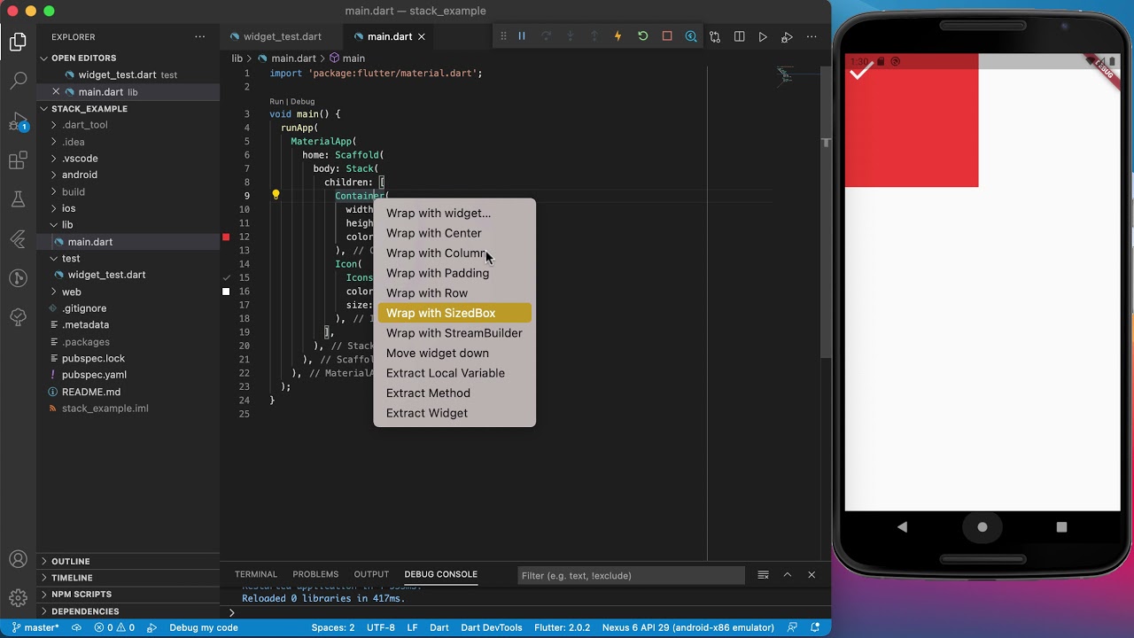 Flutter Basics - The Stack and Positioned Widgets