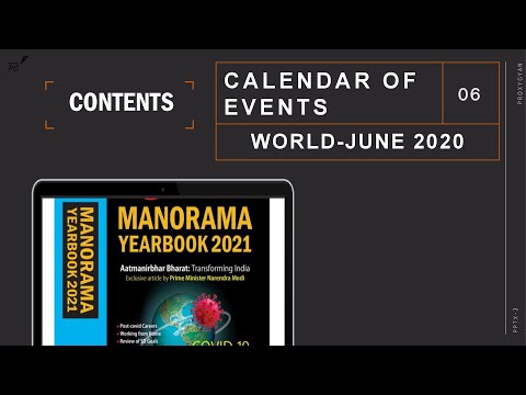 Manorama Yearbook 2021 | Calendar Of The Events | World | June-2020 Important Events| Proxy Gyan