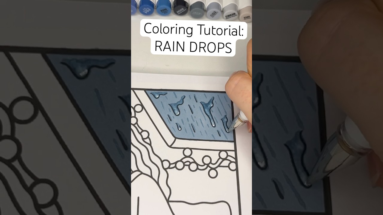 EASY coloring tutorial: how to color rain with alcohol markers 🌧️ #coloringtutorial