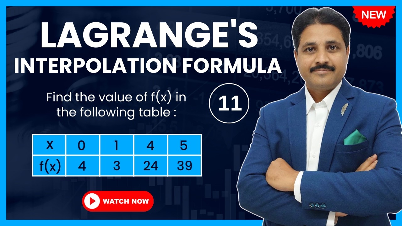 LAGRANGE'S INTERPOLATION FORMULA FOR UNEQUAL INTERVAL SOLVED PROBLEM 11 @TIKLESACADEMY
