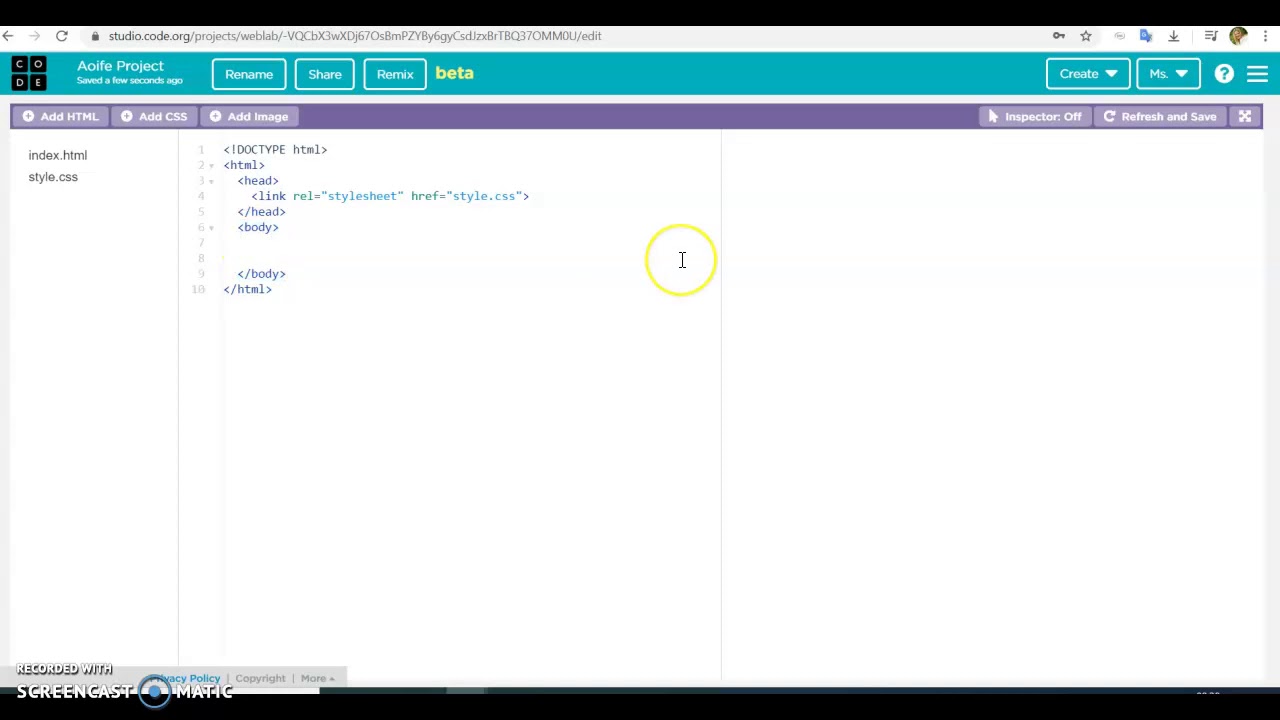 Adding Text to a webpage. HTML using weblab on Code.org