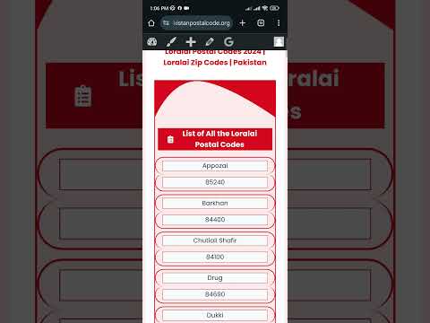 How to find the Loralai Postal Codes?