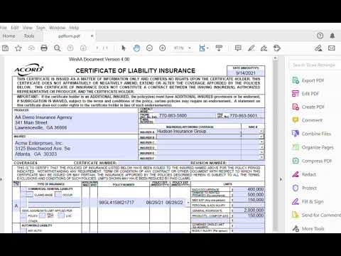 Agency Advantage - AA Certificates and ACORD forms