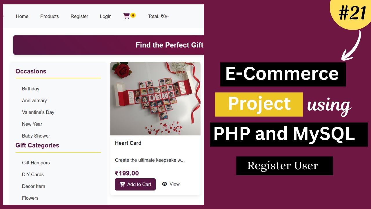 E-Commerce Website Project Using PHP & MySQL | Admin & User Panel | Insert Register User - 21