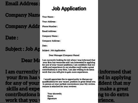 How to write Job application letter for company in Short and easy / Job application format #job