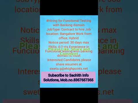 Hiring for Functional Testing with Banking Domain #functionaltesting #testingjobs