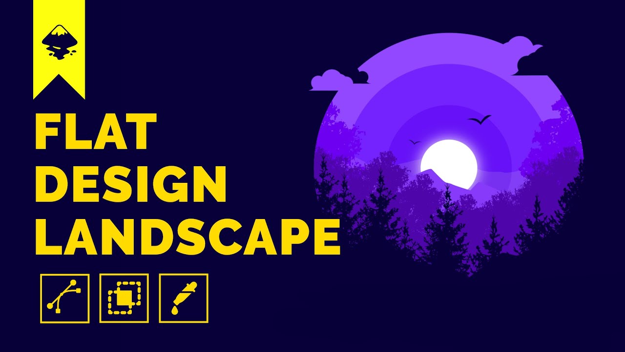 Inkscape Tutorial : Flat Illustration Landscape - Night Forest