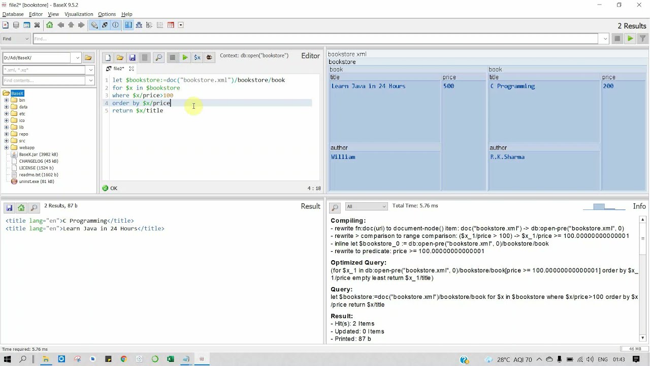 XQuery FLOWR Expression | XML | Advanced DBMS