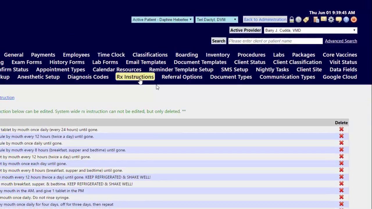 eVetPractice - Rx Instructions Catalog