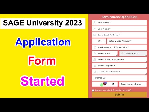 SAGE University 2023 Application Form Started | SAGE University Registration Started Full Details