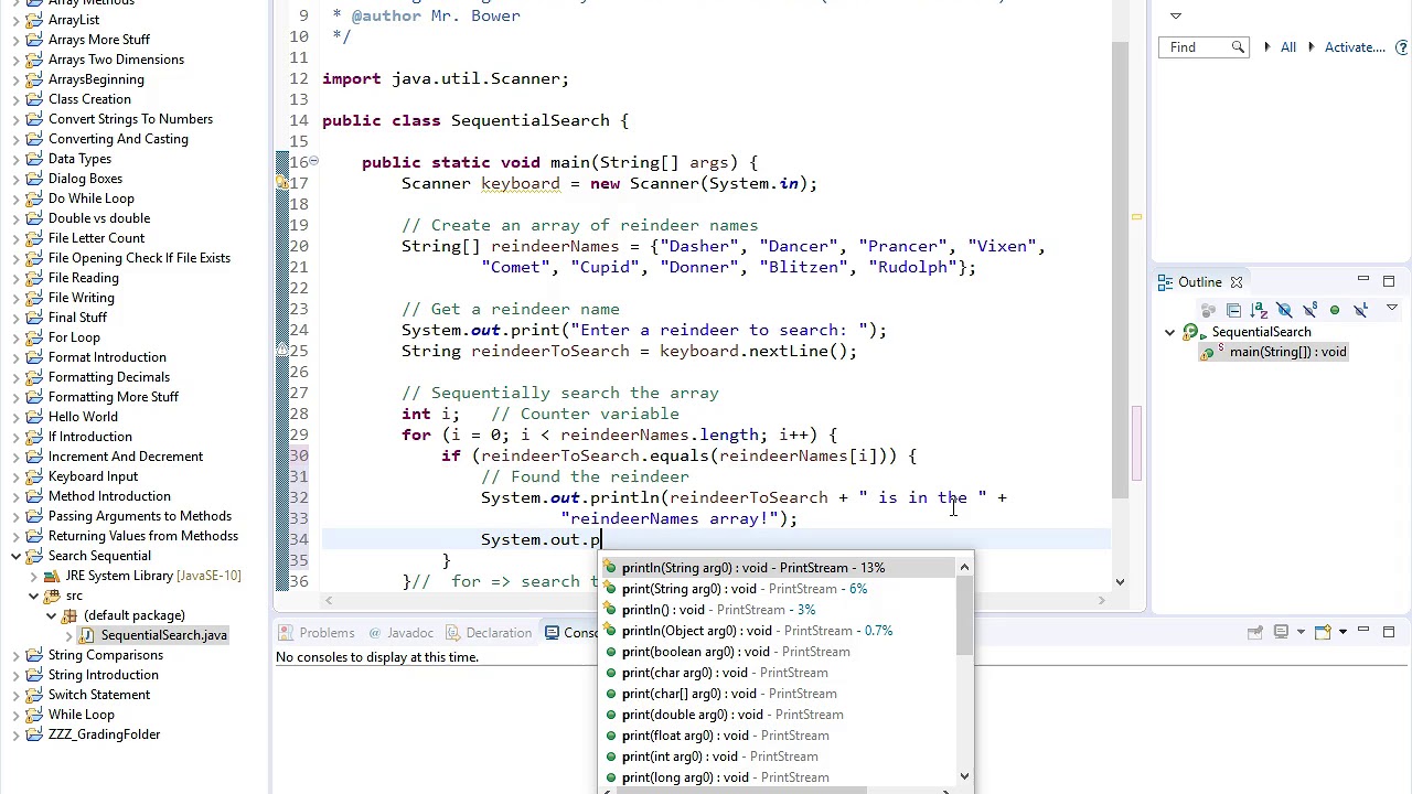 Java 7.7-  Sequential Search