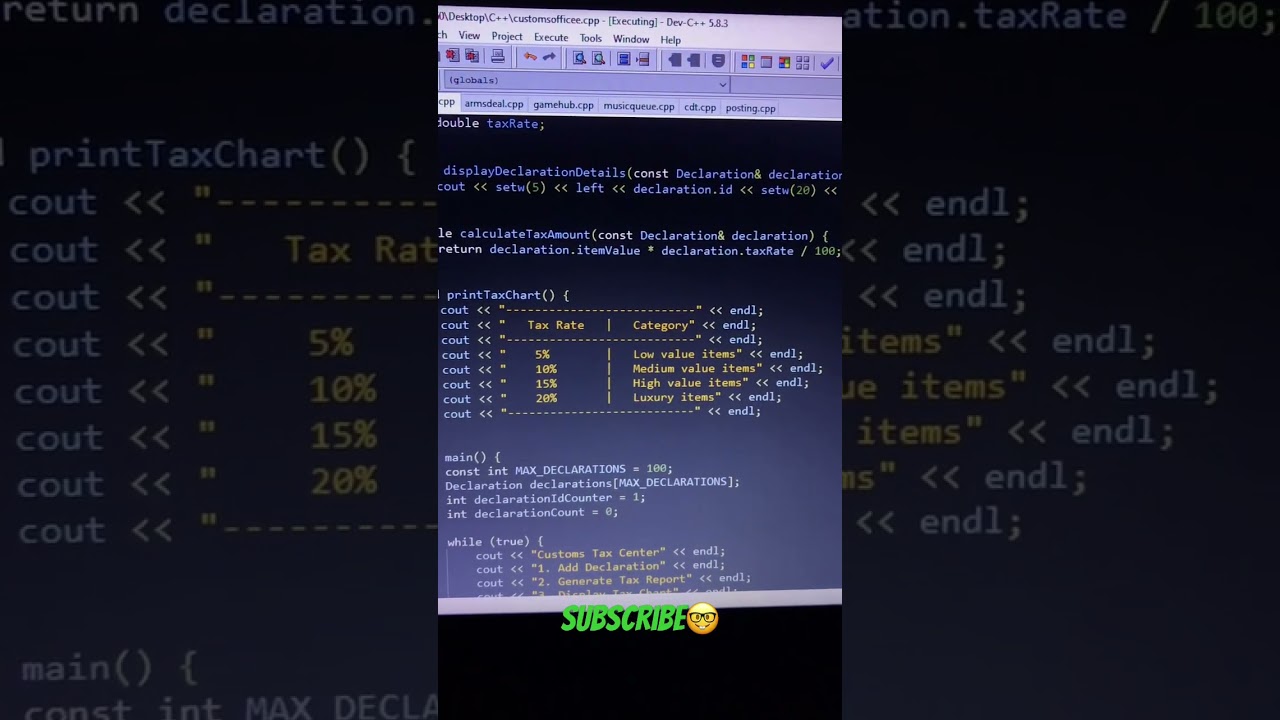 tax type in c++ IDE dev c++#cppprogramming #codingtime #codinglife