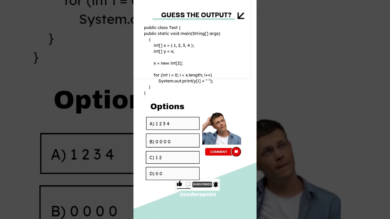 Day 51 java mcq question | java interview questions | java basic programming #javacoding #java #code