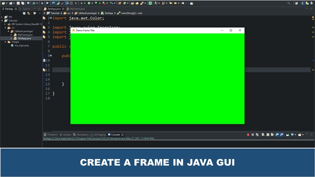 Java GUI Crash Course Tutorial #4 - Create a GUI Frame with JFrame class and Methods