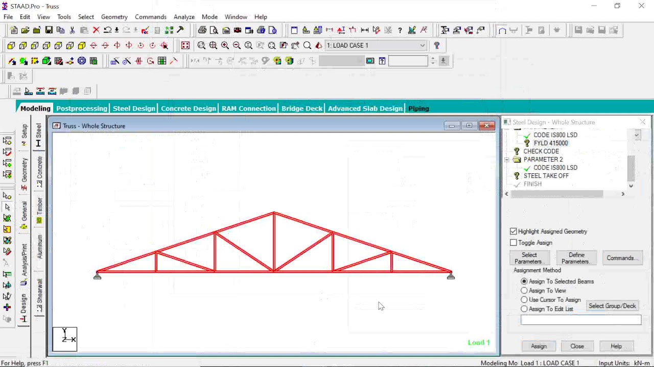 Staadpro - Analysis and Design of Truss