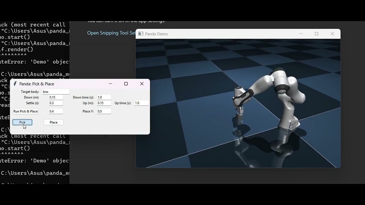 MuJoCo Franka Panda – Pick & Place Demo with Cartesian Control (Python, GUI)