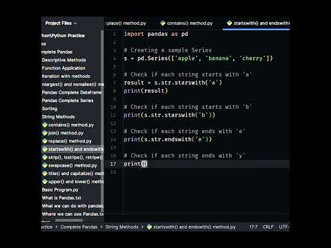 startswith() and endswith() method in pandas | String Operations | Python Pandas #python #pandas