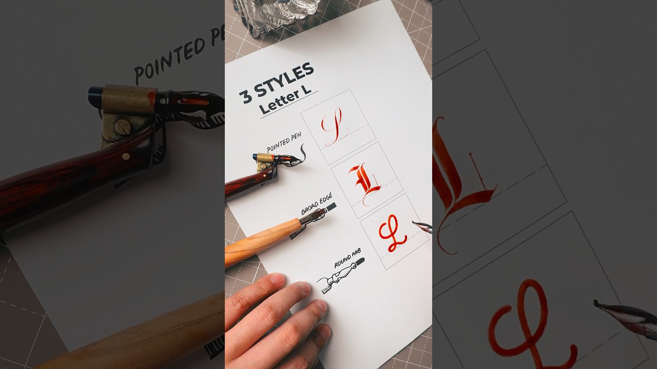 Letter L in 3 styles #calligraphy
