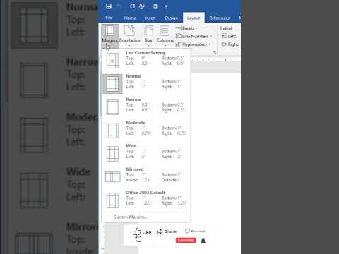 MS Word Margins Option | #msoffice #msword #computerworld #shorts