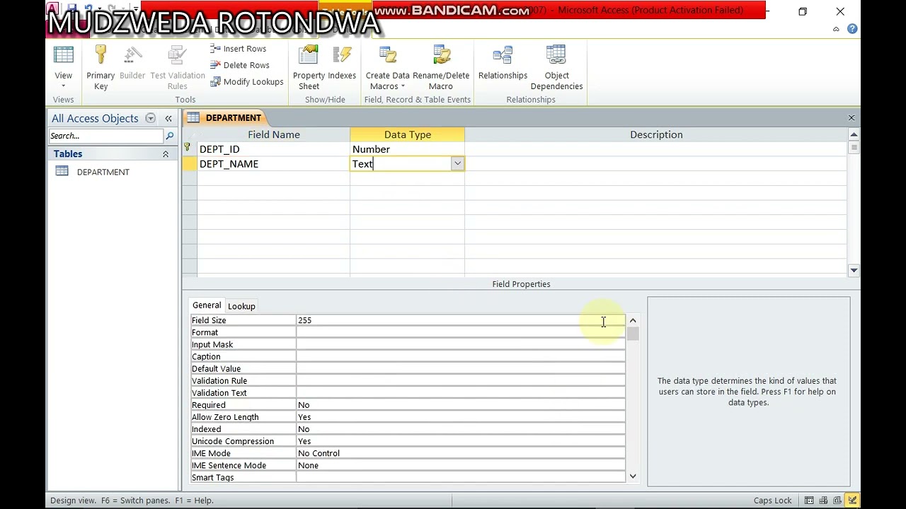 How to create a database on MS Access**treating 2021 final paper principles of computer programming