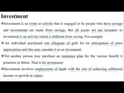 Meaning and definition of Investment