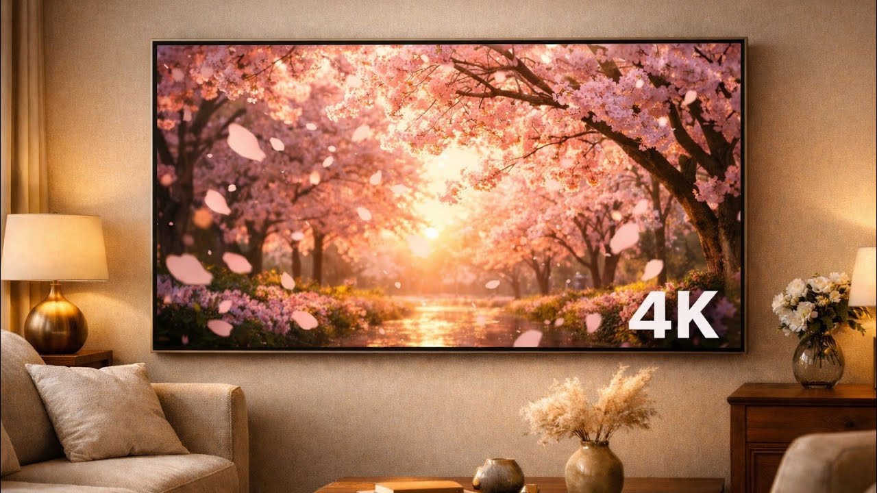 Spring Frame TV Wallpaper 4K 🌸 Falling Cherry Blossoms Relaxing Ambience #SpringDecor#FrameTV