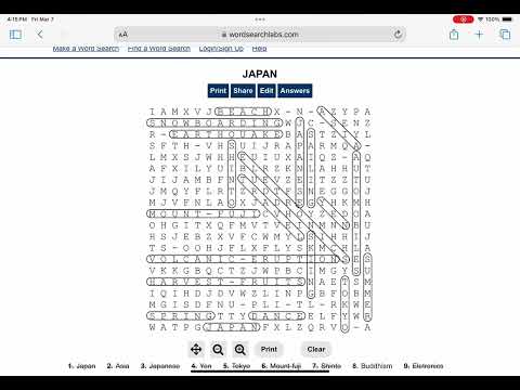 Japan word search