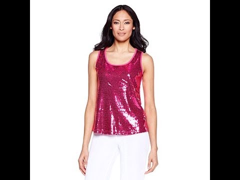 Slinky Brand Sequin Front Tank Top