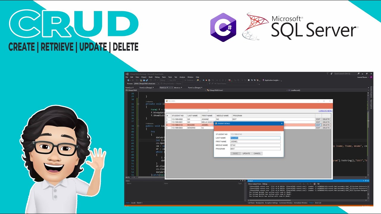 C# Programming CRUD (CREATE, RETRIEVE, UPDATE, DELETE)