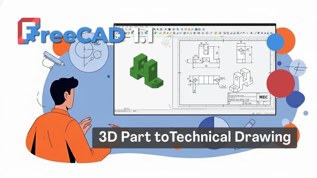 FreeCAD 1.1 Technical Drawing Tutorial: Create a Complete Drawing from a 3D Part