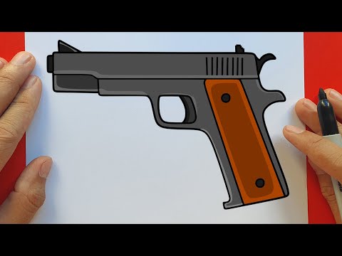 How To Draw a GUN Step By Step - Handgun Drawing Easy Tutorial - Pistol Drawing