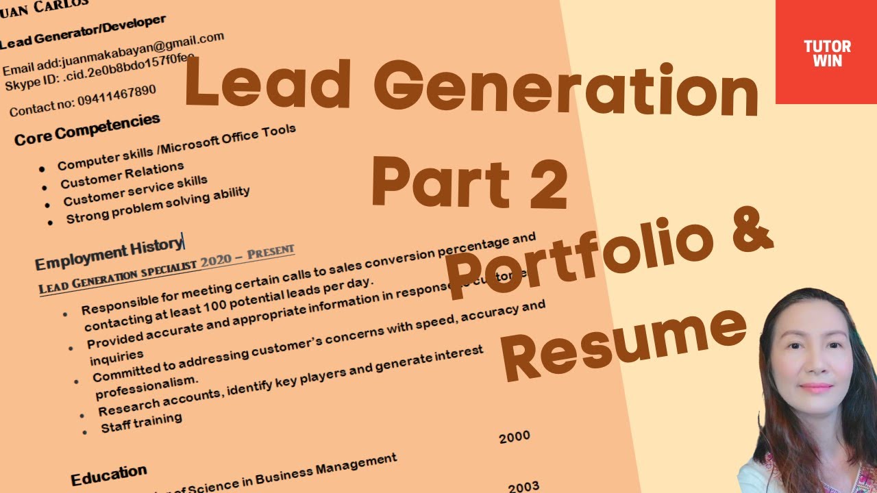 Earn Online Lead Generation Part 2! | Portfolio & Resume