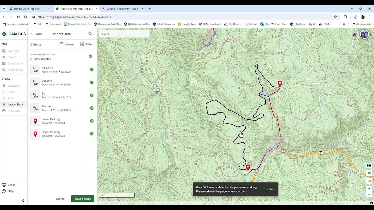 Planning a canyoneering outing with Ropewiki.