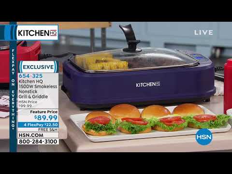 Kitchen HQ 1500Watt Smokeless Nonstick Grill Griddle