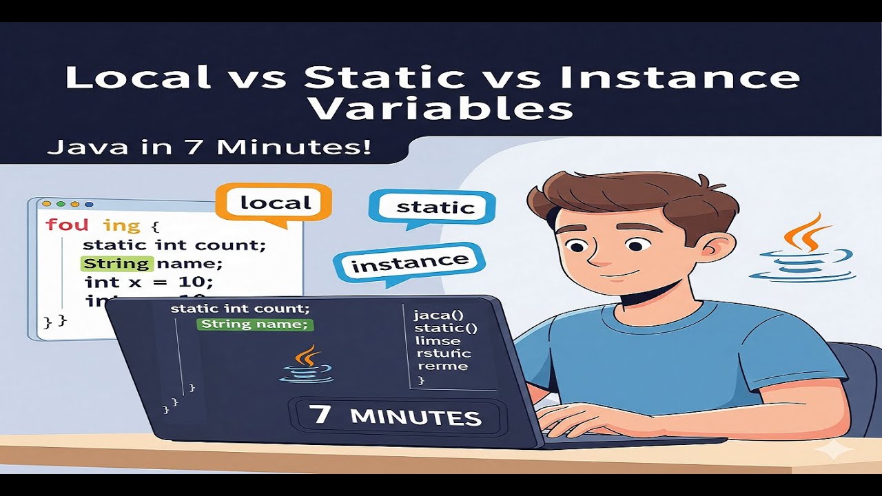 Learn Local, Static & Instance Variables in Java | Java Programming for Beginners in 7 Minutes!