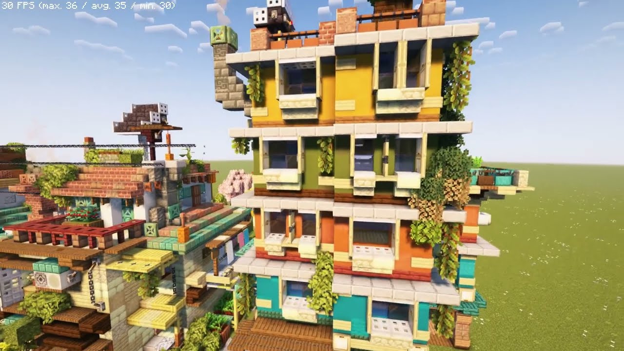 Solarpunk Apartments Timelapse | Minecraft