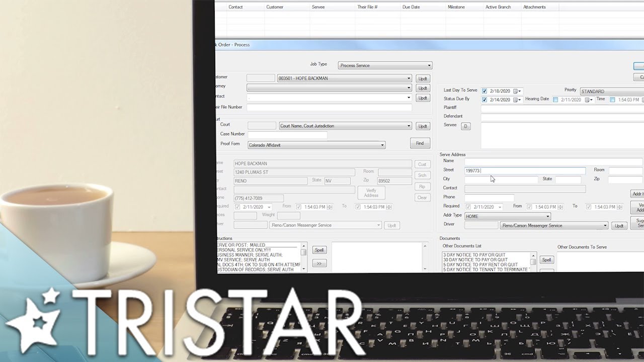 Process Serving Software - Tristars Process Serving Software