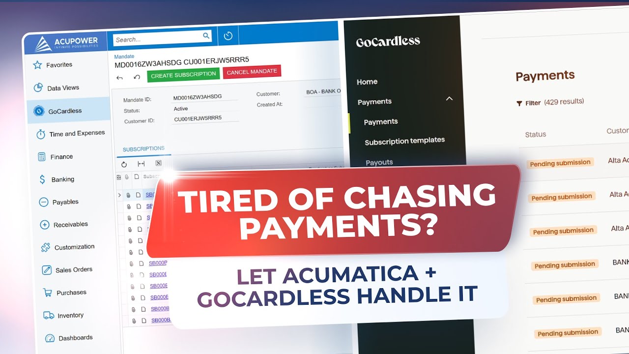 Acumatica & GoCardless: Automate Direct Debit, ACH & Subscriptions
