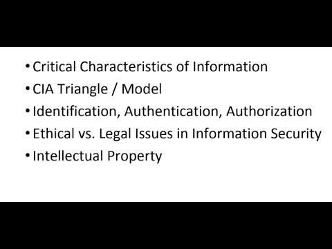 CIA Triangle Model Critical Characteristics | Introduction to Information Security & Forensics